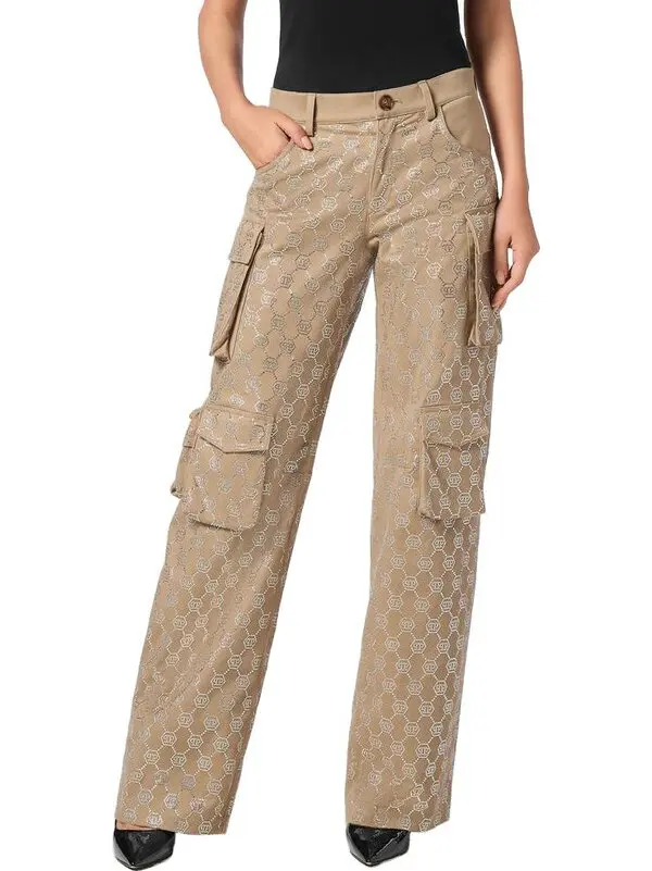 Philipp Plein Long Trousers Cargo Fit Monogram - Beige