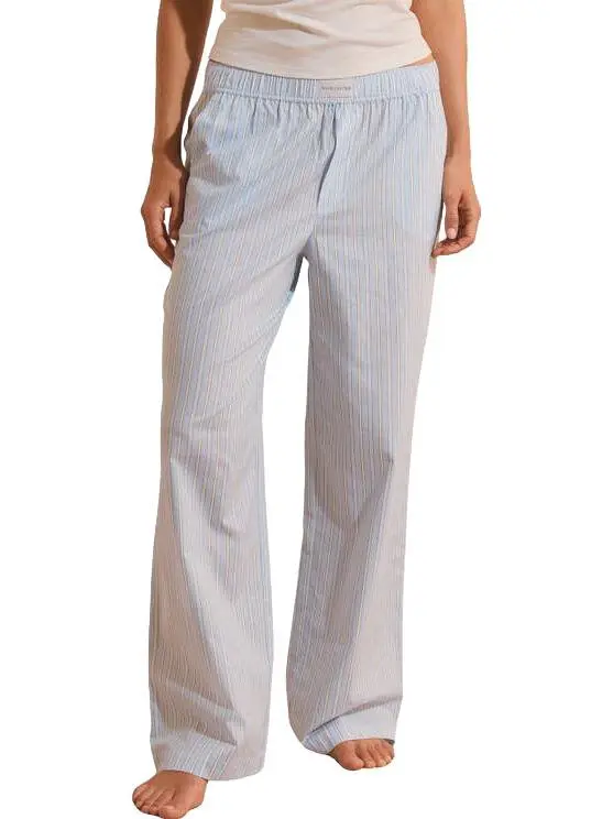 ETAM Benicio Pinstripe Cotton Sleep Pants - Light Blue