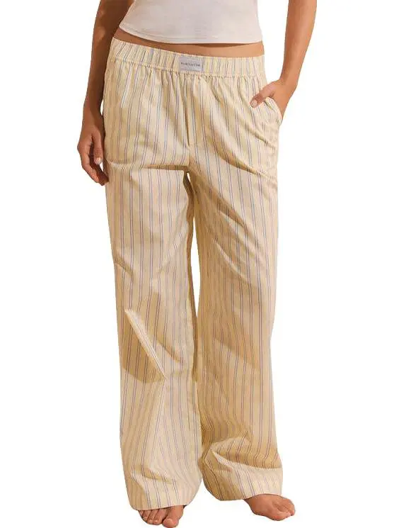 ETAM Benicio Pinstripe Cotton Sleep Pants - Light Yellow