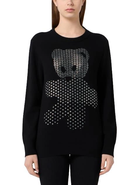 Philipp Plein Wool Cashmere Pullover Teddy - Black