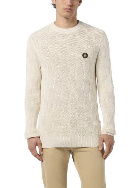 BILLIONAIRE Wool Silk Roundneck Pullover With Braids And Stud Detail - Offwhite