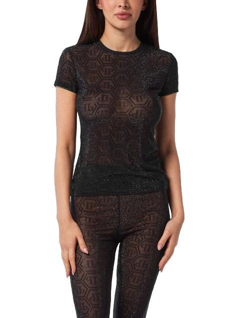 Philipp Plein Monogram Embellished Stretch T-shirt - Black