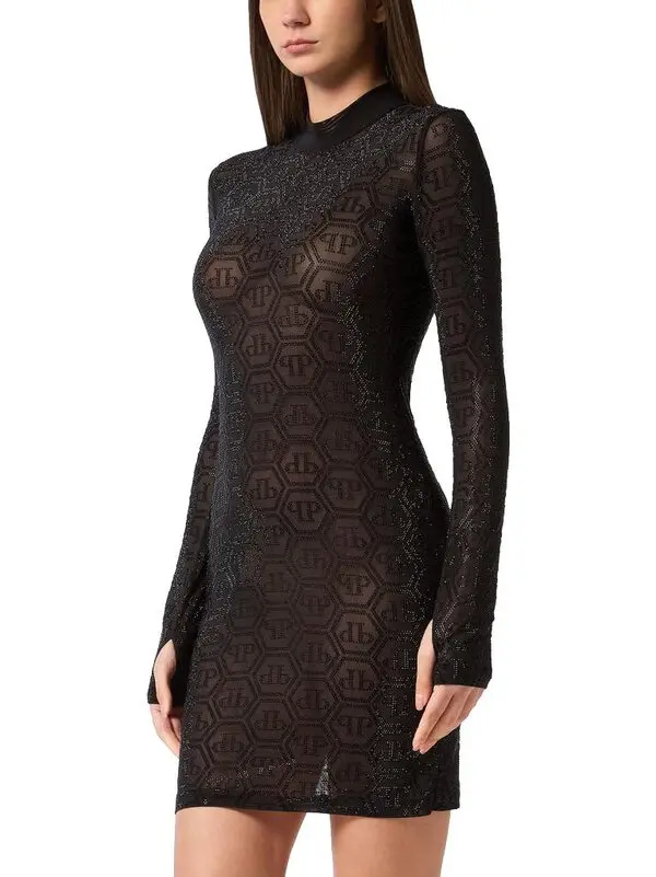 Philipp Plein Short Dress Monogram - Black