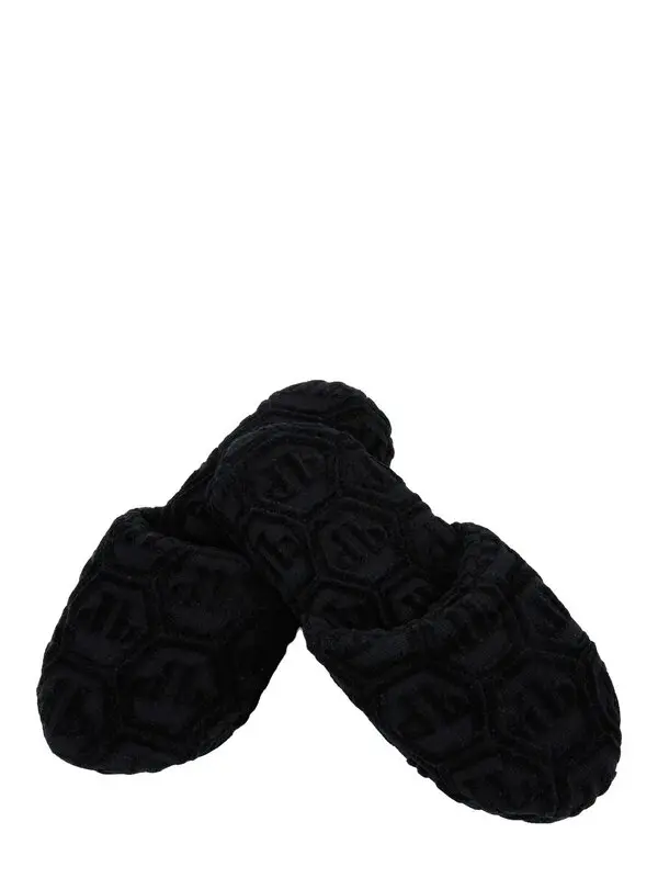 Philipp Plein Puffy Slippers Hexagon - Black