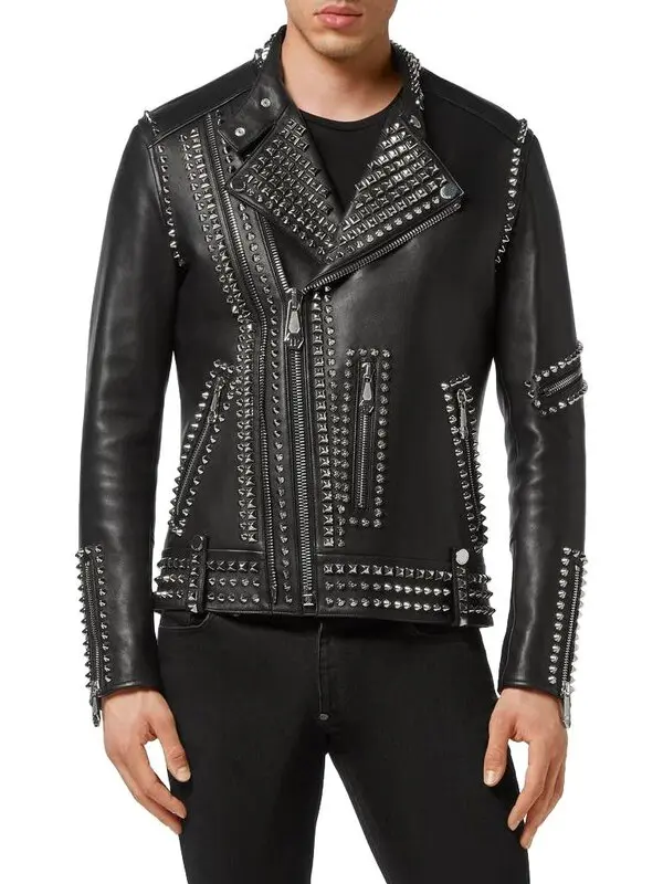 Philipp Plein Leather Biker - Black