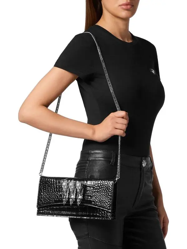 Philipp Plein Handle Bag Skull - Black