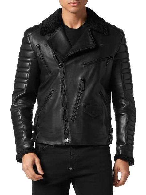 Philipp Plein Leather Biker Gothic Plein - Black