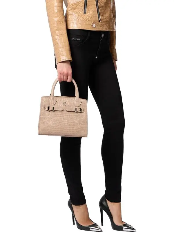Philipp Plein Crocodile-effect Leather Shopper Bag - Beige
