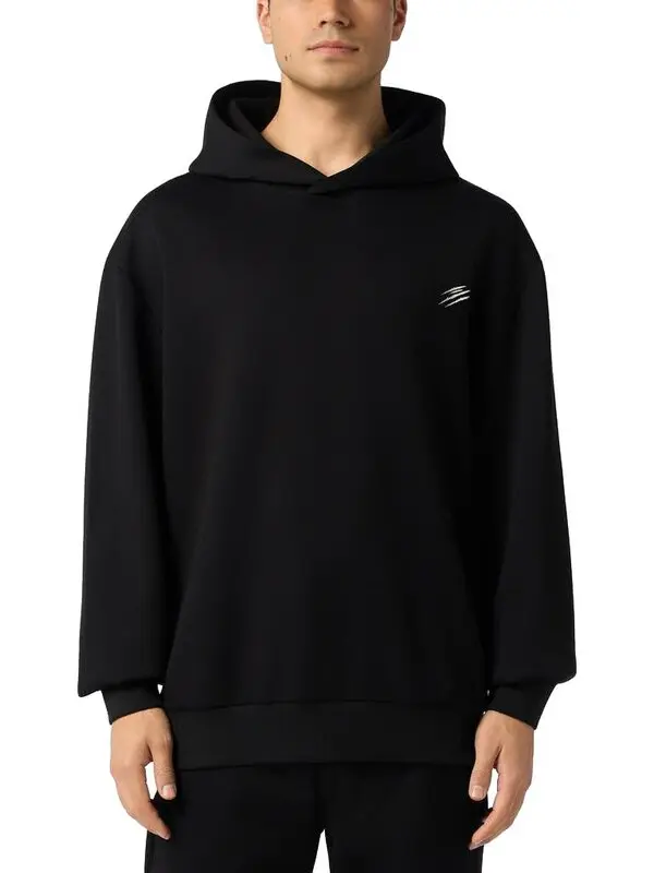 PLEIN SPORT Fleece Hoodie Chrome Scratch - Black