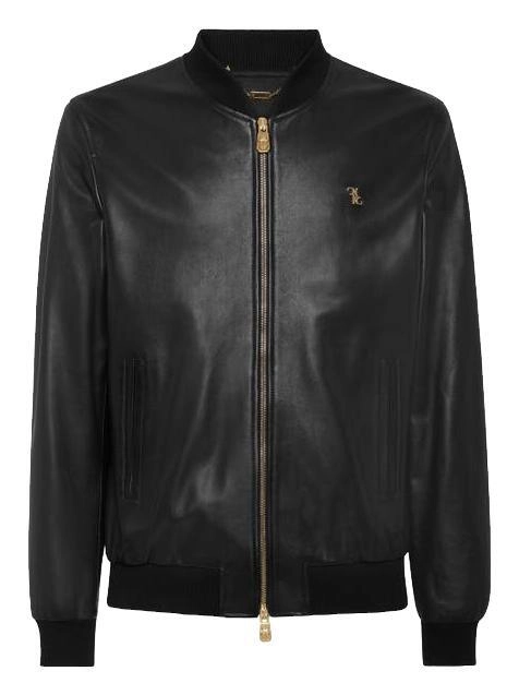 BILLIONAIRE Basic Leather Bomber - Black