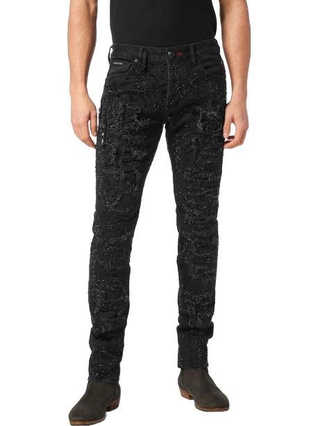Philipp Plein Denim Trousers Rock Star Tribal Strass - Summernight