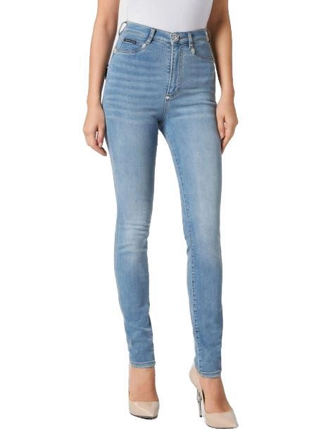 Philipp Plein Super High Waist Skull Jeggings - Lightblue