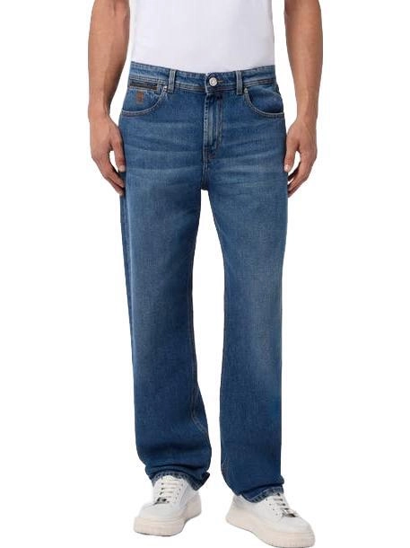 BILLIONAIRE Relaxed Fit Jeans With Leather Details - Middleblue