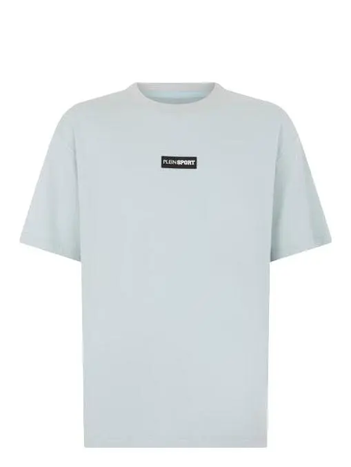 PLEIN SPORT Slub Cotton T-shirt Scratch - Lightblue