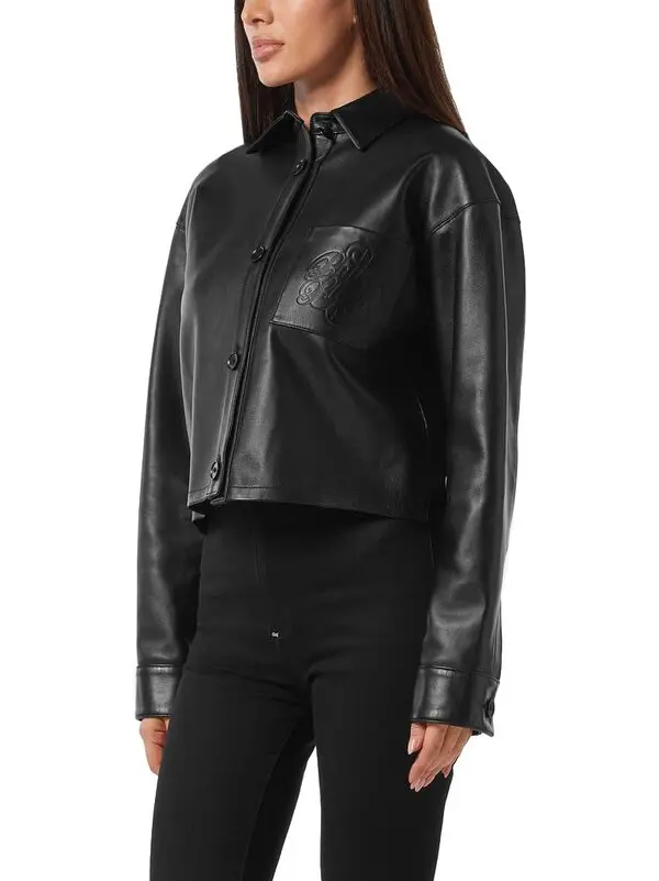 Philipp Plein Leather Shirt Signature - Black
