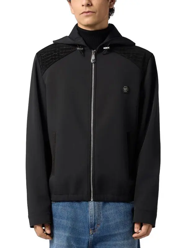 Philipp Plein Nylon Jacket With Cocco Inserts - Black