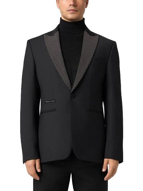 Philipp Plein Blazer With Lapel Studs - Black