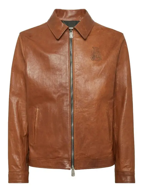 BILLIONAIRE Leather Jacket - Brown