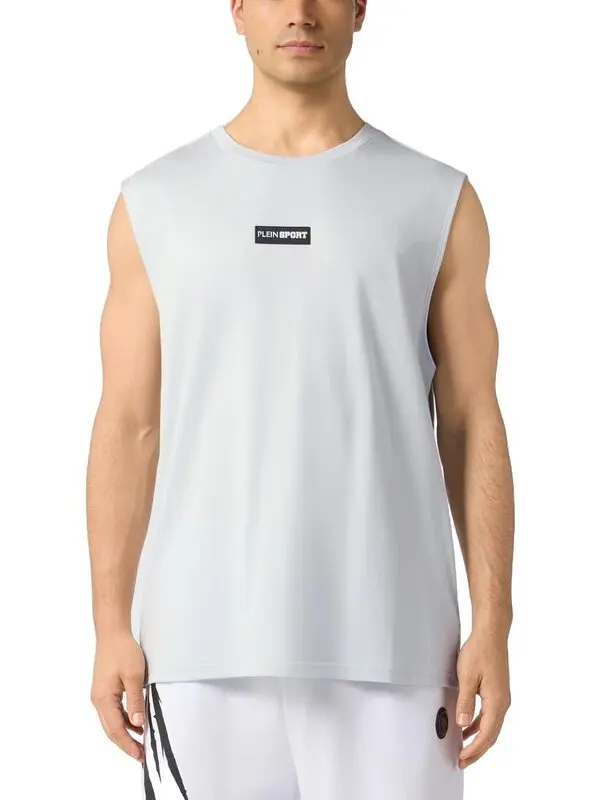PLEIN SPORT Slub Cotton Tanktop - Lightblue