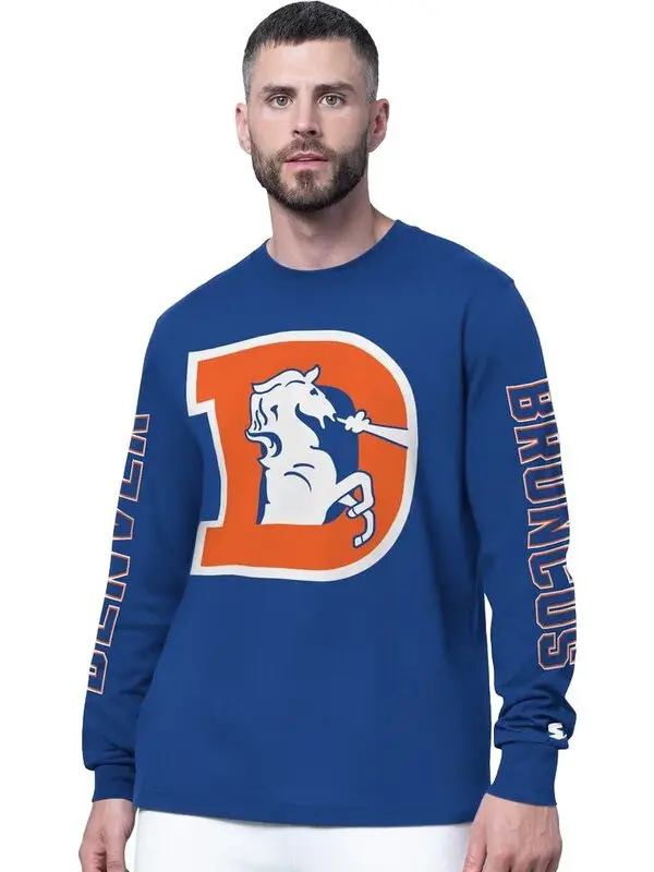 STARTER Denver Broncos Clutch Hit Ii Vintage Logo Long-sleeve T-shirt - Royal