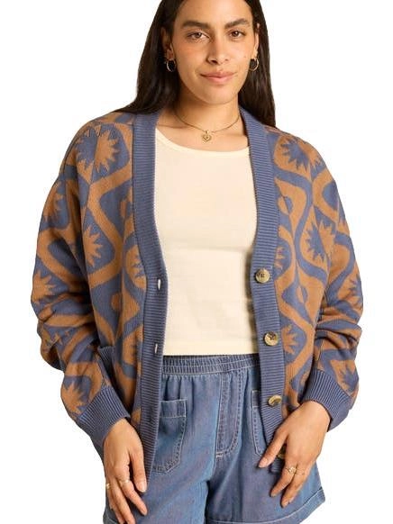 KNOWN SUPPLY Mars Oversized Cardigan - Indigo/willow