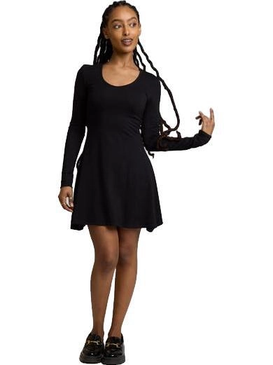 KNOWN SUPPLY Cecelia Long Sleeve Organic Cotton Dress - Black