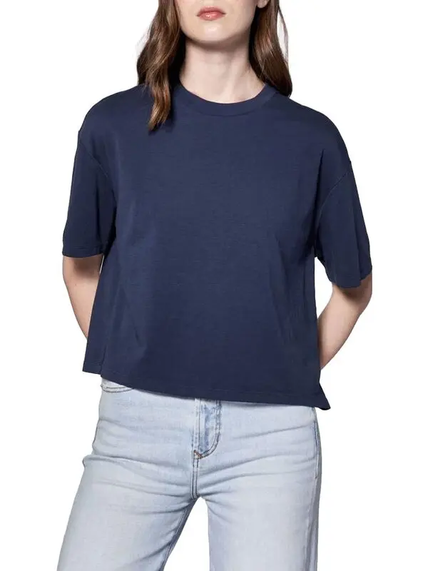 DEAR JOHN Maddox Boxy Sleeve Crew Neck T-shirt - Black Iris