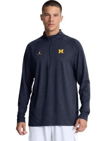 JORDAN BRAND Michigan Wolverines Dri-fit Stride Half-zip Running Top - Navy