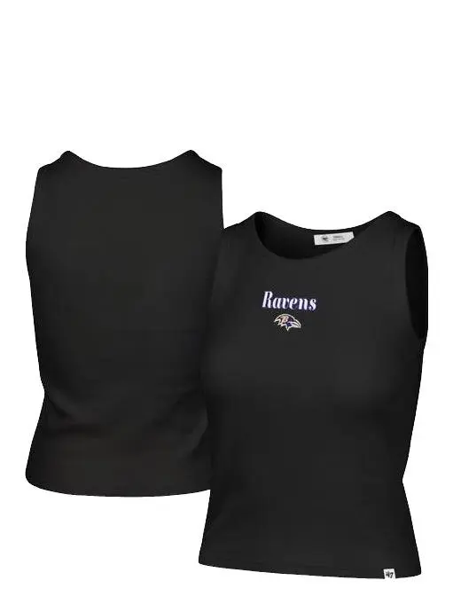 '47 Baltimore Ravens Cropped Straight Cut Ribbed Baby Tank Top - Black