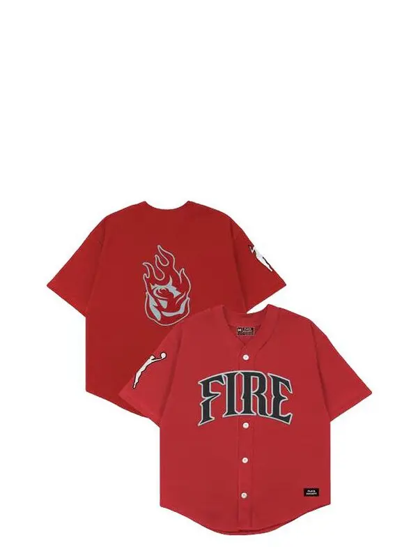 PLAYA SOCIETY Fire Baseball Fashion Jersey - Red