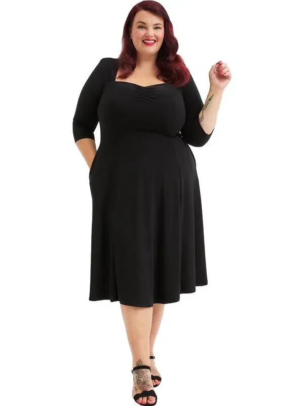 SCARLETT & JO Sweetheart Neck Ruched Bust Dress - Black