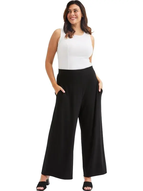 SCARLETT & JO Printed Wide Leg Lounge Pants - Black