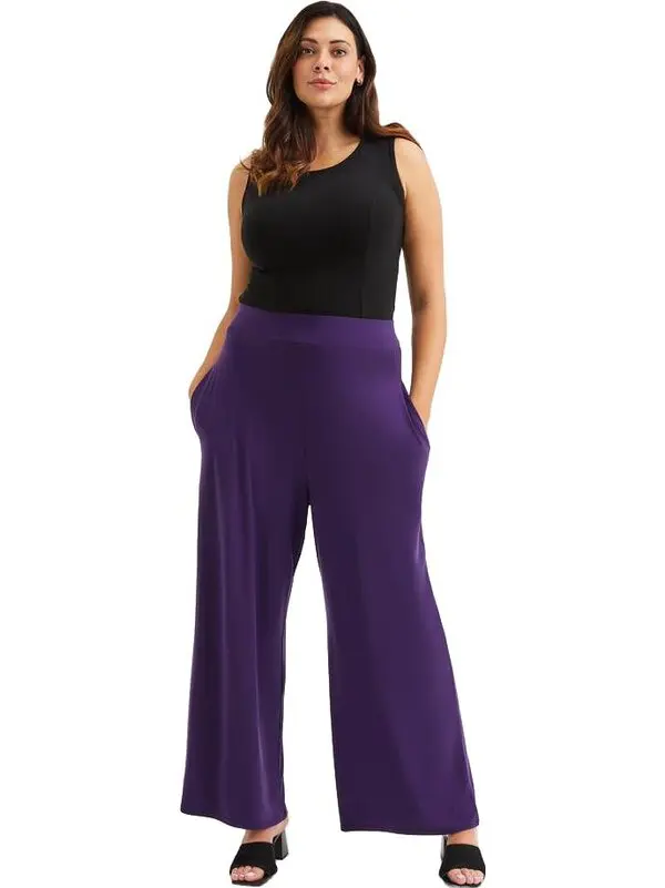 SCARLETT & JO Printed Wide Leg Lounge Pants - Purple