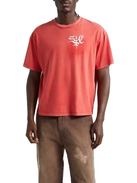 STOCKHOLM SURFBOARD CLUB Crest Organic Cotton Graphic T-shirt - Red