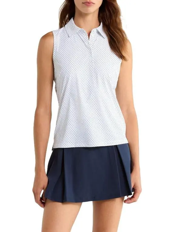 G/fore Geo 2 Silky Tech Performance Sleeveless Polo - Snow/twilight