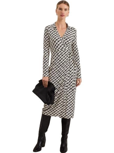 PHASE EIGHT Gina Geo Wrap Dress - Navy/ivory