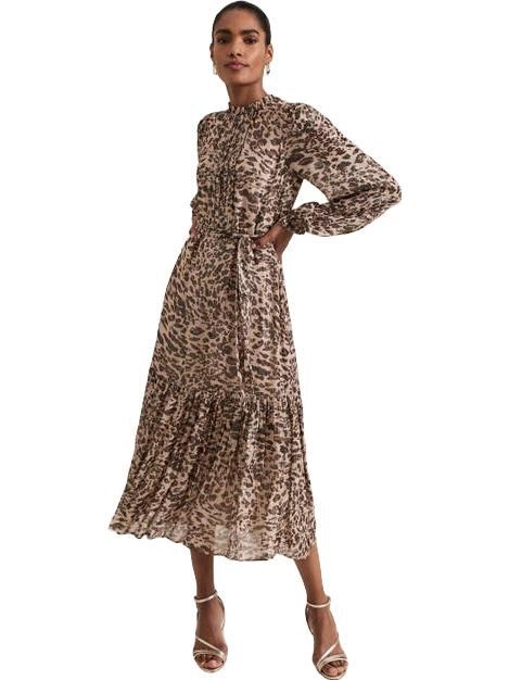 PHASE EIGHT Eve Shimmer Leopard Print Midi Dress - Multi