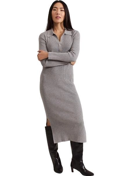 PHASE EIGHT Lucy Collared Midi Dress - Grey