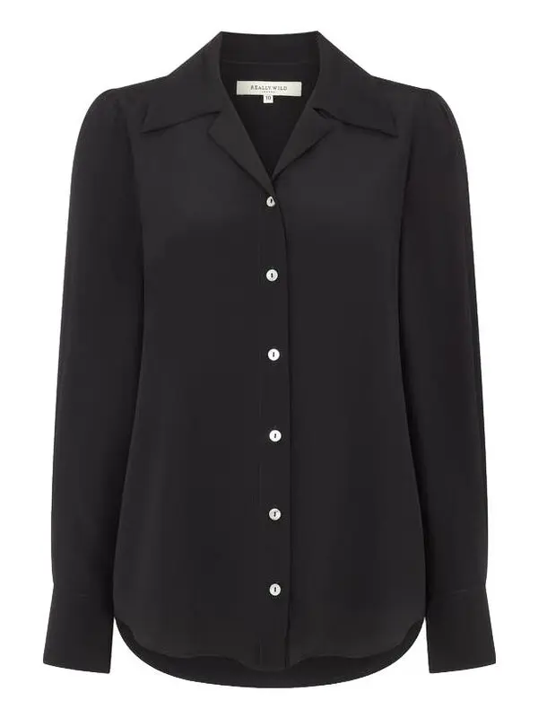 REALLY WILD CLOTHING Devas Silk Collar Shirt - Black