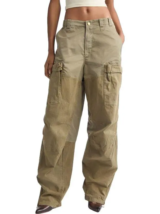DIESEL® P-arker Mixed Media Zip Hem Cargo Pants - Khaki