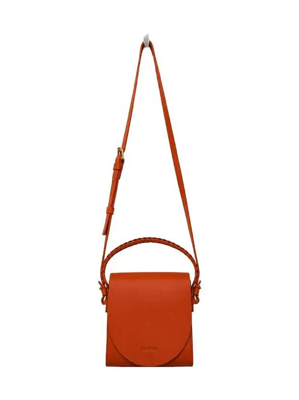 Écotorie Margaux Leather Crossbody Bag With Whipstitched Top Handle - Rust
