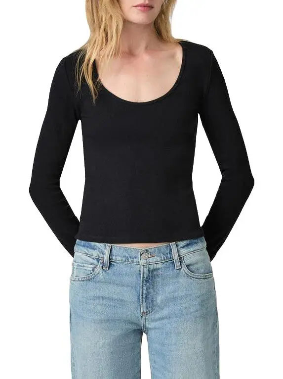 Paige Newport Stretch Cotton Rib T-shirt - Black
