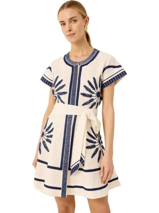 MARIE OLIVER Sable Embroidered Mini Dress - Tide