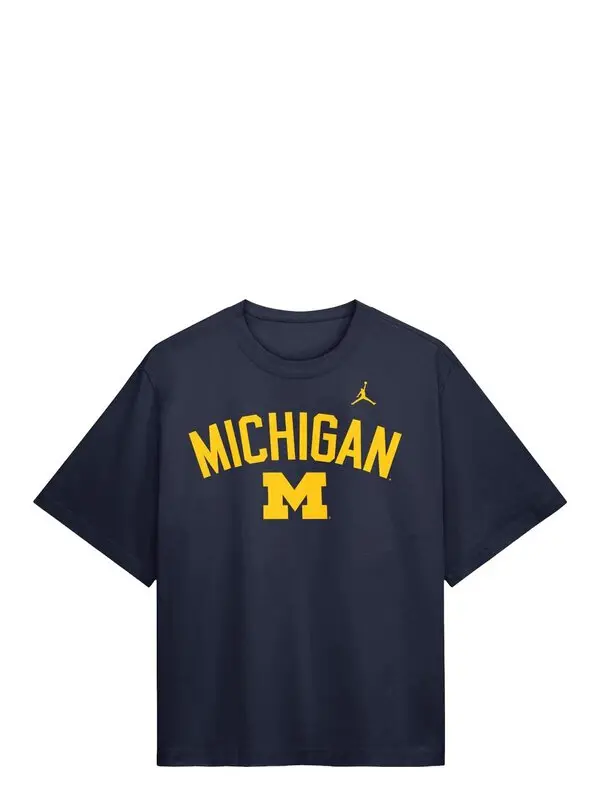 JORDAN BRAND Michigan Wolverines Arch Logo Boxy T-shirt - Navy