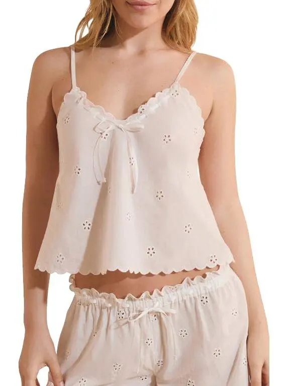 ETAM Petal Scalloped Eyelet Cotton Caraco - Ecru