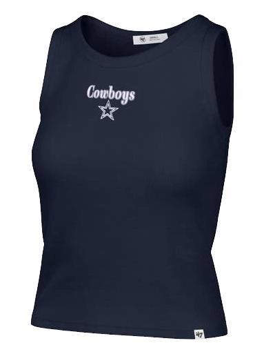 '47 Dallas Cowboys Cropped Straight Cut Ribbed Baby Tank Top - Navy