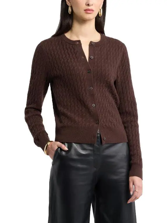 Nordstrom Cashmere Mini Cable Cardigan - Brown Mole