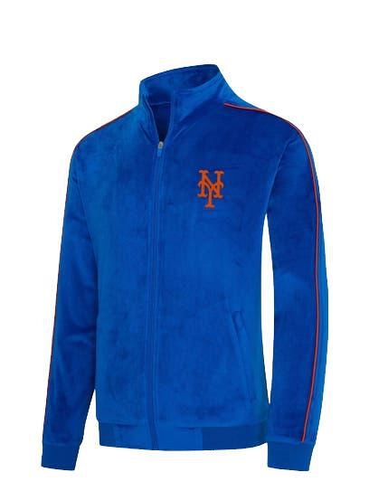 COLLEGE CONCEPTS New York Mets Archives Velour Full-zip Track Jacket - Royal