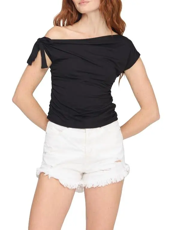 PROJECT SOCIAL T One-shoulder Top With Tie Detail - Black