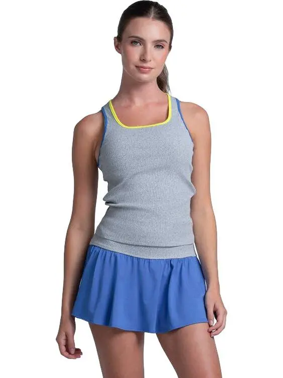 Lucky In Love Womens' Court Rib Racerback Tank - Heather Grey